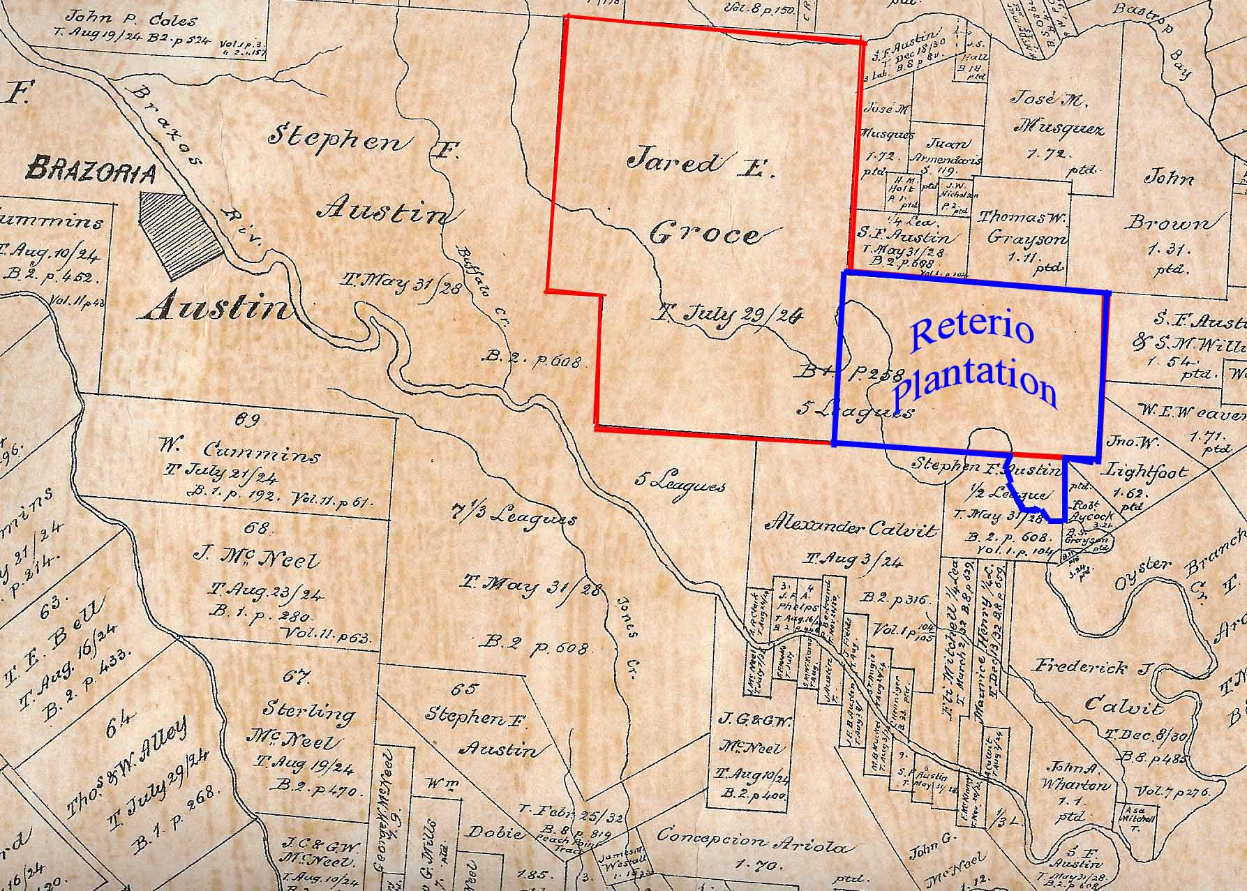 Reterio Plantation, Jared E. Groce 5 Leagues Grant